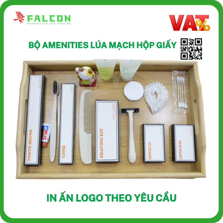 Bộ amenities bao bì hộp giấy khách sạn giá tốt - đồ dùng khách sạn Falcon